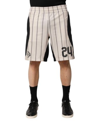 Dolce & Gabbana Mens Off White Polyester Dg Logo Sweatshorts Shorts