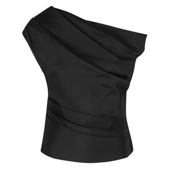 Self Portrait Taffeta Draped Top - - Tops - Damen - Schwarzk - S