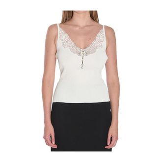 Self Portrait Tanktop mit V-Ausschnitt - - Tops - Damen - Wei&szlig; - L