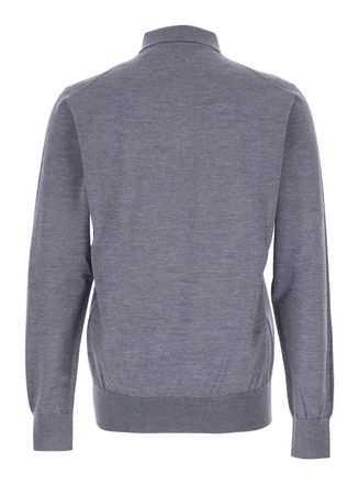 Dolce & Gabbana Mens Grey Polo Shirt With Classic Collar Virgin Wool Top
