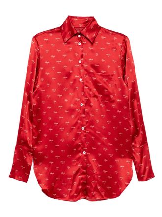 Kiki De Montparnasse chemise de pyjama &agrave; imprim&eacute; bisou - Rouge