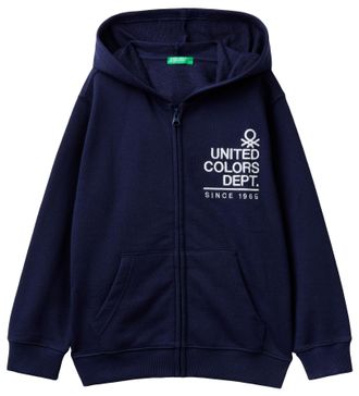 Benetton Kinder und Jugendliche Jacke C/Kappe M/L 3J68C503X Strickjacke, blau, 130 cm