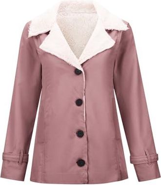 Generic 2026 Vestes pour femmes &agrave; manches longues et veste rembourr&eacute;e chaude de couleur unie pour femme, rose, XXL