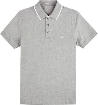 Fay Homme, Tops, Gris, Taille: 2XL Polo Stretch Piquet