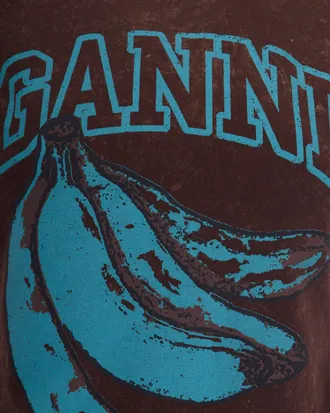 Ganni Womens T-Shirt Baby Fit Banana Chicory Coffee Organic Cotton T-Shirts & Jerseys