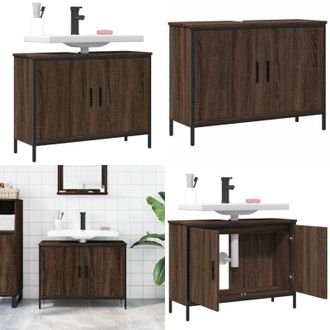 vidaXL Waschbeckenunterschrank Braun Eiche 80x30x60 cm Holzwerkstoff - Waschbeckenunterschrank - Badezimmerm&ouml;bel - Holzschrank - Brauner Schrank
