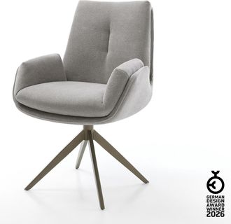 DELIFE Drehstuhl Clea-Flex Strukturstoff Soft Grau Kreuzgestell breit Effektfinish Titan 360&deg; drehbar Wippfunktion, Esszimmerst&uuml;hle