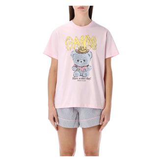 Ganni Femme, V&ecirc;tements de nuit et de d&eacute;tente, Rose, Taille: 40 FR Cowboy Bear T-Shirt