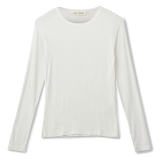 Sofie Schnoor Geripptes Langarm-T-Shirt Slim Fit - - Tops - Damen - Wei&szlig; - M