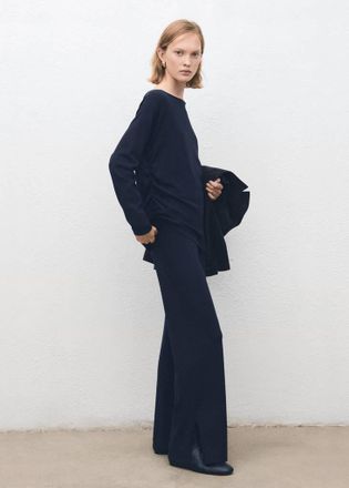 Mango Pull maille col bateau bleu marine fonc&eacute; - Femme - XS - MANGO