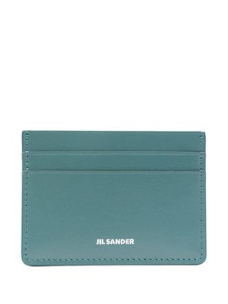 Jil Sander porte-cartes en cuir &agrave; logo imprim&eacute; - Bleu