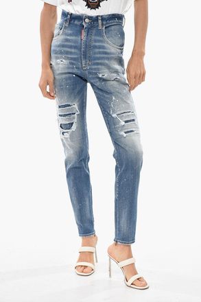 Dsquared2 High-Waist-Jeans TWIGGY aus Stretch-Denim mit 11 cm Rei&szlig;verschluss am Kn&ouml;chel Dsquared2