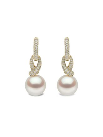 Yoko London boucles doreilles Jazz en or jaune 18 ct &agrave; perle et diamants