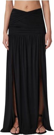 Amazu&igrave;n Amazuin, Femme, Jupes, Noir, Taille: ONE Size Ruched Side-Slit Maxi Skirt