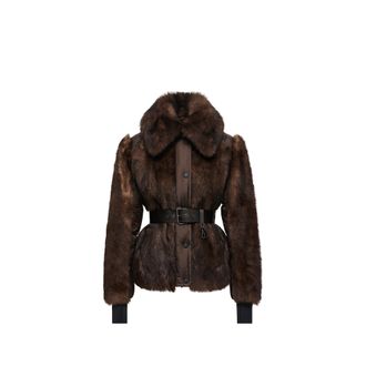 Moncler Moncler Valdivian Shearling Short Down Jacket, Women, Brown, Size: 1