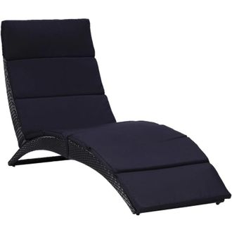 vidaXL Sonnenliege mit Auflage Poly Rattan Schwarz - Vidaxl
