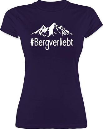 Shirtracer Shirt Damen - Bergverliebt - wei&szlig; - L - Lila - Geschenkideen f&uuml;r Wanderer Sport Berg Tshirt verliebt Berge Shirts Geschenke Bergsteiger Wander t-Shirt