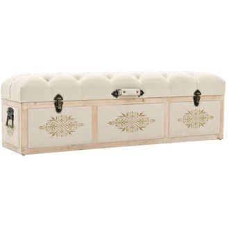 vidaXL Sitzbank mit Stauraum 110 cm Creme Massivholz Tanne und Stoff Vidaxl
