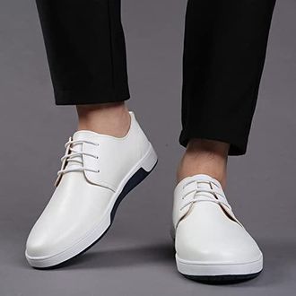 Generic Chaussures Oxfords pour Hommes Classique, Derby Mens Shoes, en Cuir de Couleur Unie Respirantes et Confortables de Style d&eacute;t&eacute; (White 41)