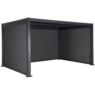 Sweeek Pergola bioclimatique aluminium et acier 3x4m lames orientables + 2 stores 3m + 1 store 4m PALACE anthracite