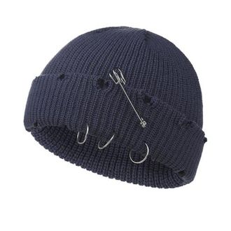 Generic Bonnet tricot&eacute; avec d&eacute;coration et &eacute;pingle unisexe c&ocirc;tel&eacute; doux unisexe pour homme et femme, bonnet dhiver en tricot doux et chaud, 01 gris fonc&eacute;., tail