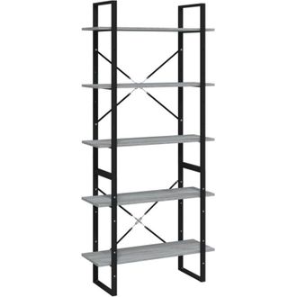 vidaXL Vidaxl - Bücherregal 5 Fächer Grau Sonoma-Eiche 80x30x175 Holzwerkstoff