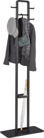 CARRYHOME Garderobenständer, Schwarz, 56x180x28 cm, integrierter Schirmständer, Jackenhalter, Garderobe, Garderobenständer