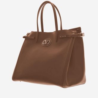 Valentino Garavani Womens Medium Antibes Leather Bag Brown Calfskin Handbags Hand