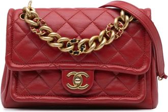 Chanel Hobo Bags - Small Quilted Lambskin Chain Link Flap - Gr. unisize - in Rot - für Damen