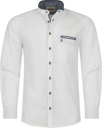 Almbock Trachtenhemd Stehkragen weiß Männer| Herren Trachten Hemd Stehkragen aus Baumwolle S