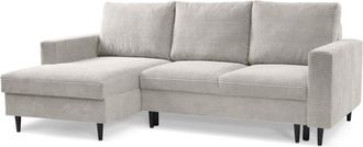 Selsey Selsey Nalika - Ecksofa mit Schlaffunktion, Kordsamt-Bezug, hellbeige, linksseitig