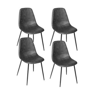 Atmosphera Atmosphera - Lot de 4 Chaises M&eacute;tal Vladi 82cm Gris