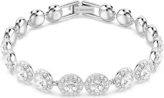 Swarovski Una Angelic Armreif, Weißes, Rhodiniertes Tennis-Armband mit Strahlenden Kristallen im Rundschliff