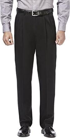 Haggar B&T Pantalon décontracté pour Homme Coupe Classique sans Repassage Kaki Taille Extensible, Noir, 40 W/34 L