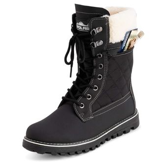 Polar Damen Ged&auml;chtnisschaum Au&szlig;entasche Inside Rei&szlig;verschluss Thermal Wasserdicht Tiefer Schritt Gummisohle Schnee Stiefels - Schwarz/Beige Lammfell - UK4/