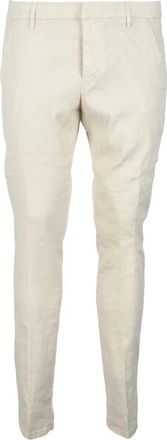 Dondup Homme, Pantalons, Beige, Taille: W38 Pantalon Gaubert en mélange de lin avec fermeture éclair