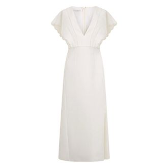 Philosophy di Lorenzo Serafini Femme, Robes, Blanc, Taille: 36 FR Robe longue &agrave; col en V