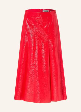 Essentiel Faltenrock In Lederoptik rot