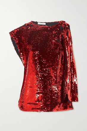 J.W.Anderson Oberteil Aus Satin Mit Pailletten Und B&auml;ndern - Rot