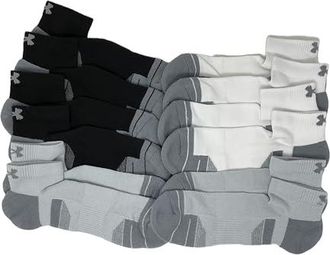 Under Armour UA Performance Tech Lot de 6 paires de chaussettes rembourr&eacute;es pour homme, noir/blanc/gris, Medium