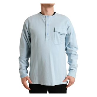 Dolce & Gabbana Hellblauer Gekn&ouml;pfter Baumwollpullover - - Sweatshirts & Hoodies - Herren - Blau - M