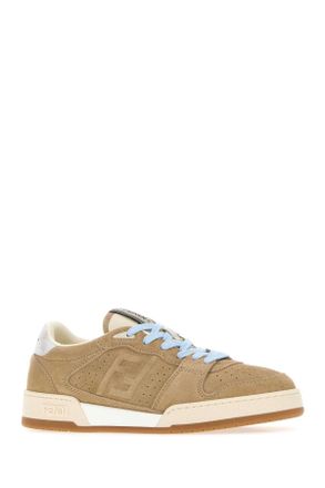 Fendi Mens Cappuccino Suede Fendi Match Sneakers Lightecru+whi Mar.sc