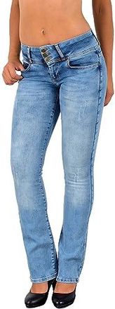 ESRA Jean Femme Bootcut Jeans pour Femmes Pantalon Taille Haute Grandes Tailles B200