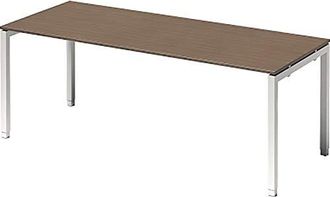 Bisley Cito Schreibtisch, 650-850 mm höheneinstellbares U-Gestell, Metall, Wn396 Dekor Nußbaum, Gestell Verkehrsweiß, 80 x 200 x 85 cm