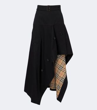 Burberry Jupe longue asym&eacute;trique en coton