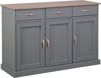 Inter Link SAS Kommode - Anrichte - 3 T&uuml;ren - 3 Schubladen - Kiefer Massivholz - grau sepia braun lackiert - Landhausstil - Luzerna 4.1