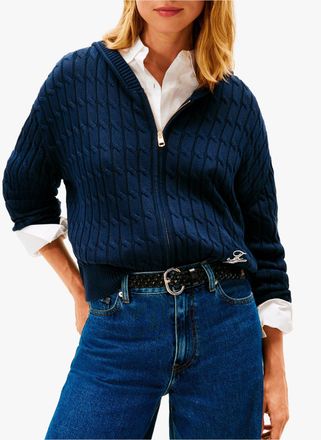 Tommy Hilfiger Gilet droit zipp&eacute; &agrave; capuche en maille de coton