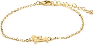 Luxenter Alphabet-Armband mit 18-kar&auml;tigem Gold - Buchstabe F, Einheitsgr&ouml;&szlig;e, Metall, Ohne Edelstein