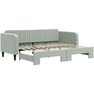 vidaXL Tagesbett Ausziehbar Hellgrau 90x200 cm Samt vidaXL