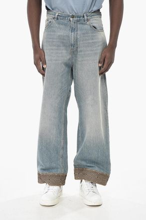 Valentino Wide-Leg Jeans with 26cm Embroidery Valentino